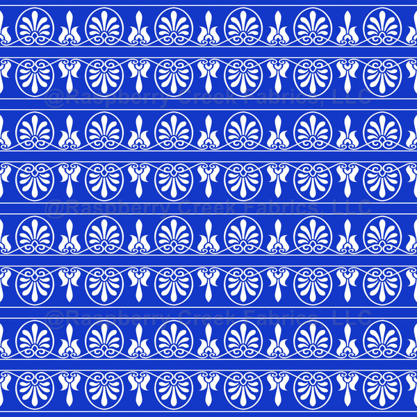 Greek Mediterranean Arabesque Pattern Blue - Raspberry Creek Fabrics