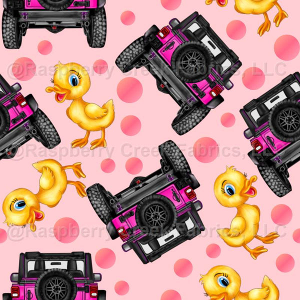 Duck Duck Jeep Realistic Pink - Raspberry Creek Fabrics