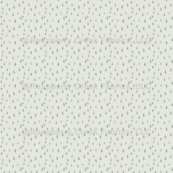 Raindrops cream blue April Showers Rain - Raspberry Creek Fabrics