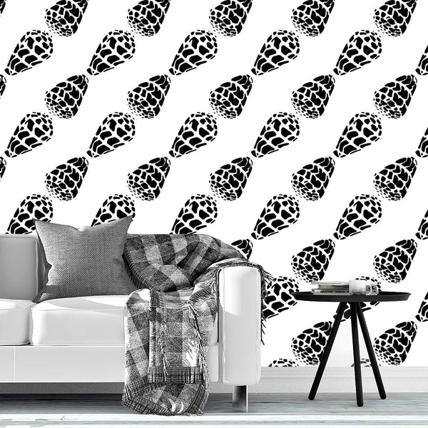 Diagonal Black Hebrew Cone Shells on White, Wallpaper - Raspberry Creek ...