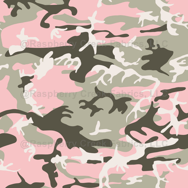 Pink and Green Camouflage Pattern Military Army - Raspberry Creek Fabrics