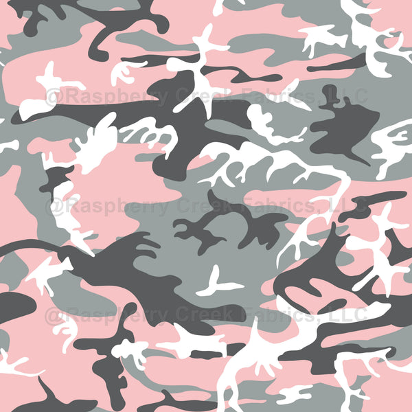 Pink and Gray Camouflage, Military, Army - Raspberry Creek Fabrics