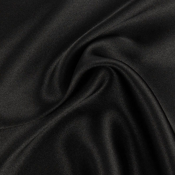 Solid Black Satin Charmeuse - Raspberry Creek Fabrics