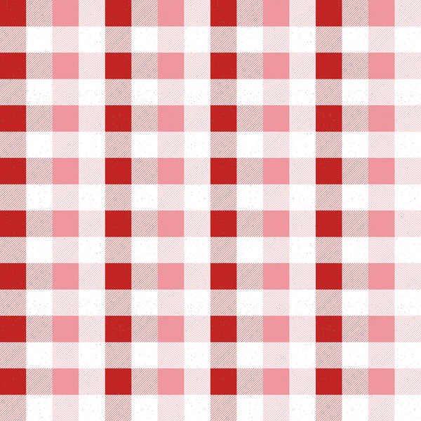 Tonal Red Pink and White Checker Print Fabric, Merry Kitschmas by Bri ...