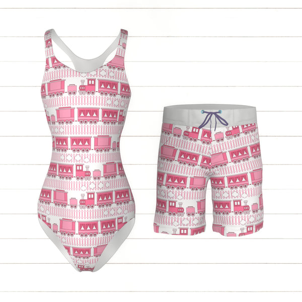 Pink Trains - Raspberry Creek Fabrics