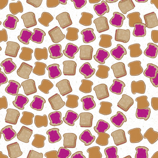 Tonal Brown and Magenta Bread and PB & J Print Fabric, Mom Wheels by ...