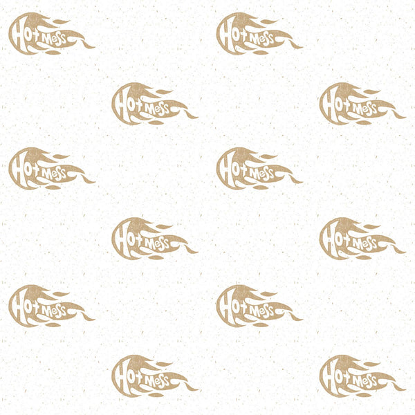 Tonal Khaki Hot Mess Flame Print Fabric, Mom Wheels by Bri Powell for ...