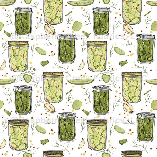 Illustrated Line Art Pickle Jars - Raspberry Creek Fabrics