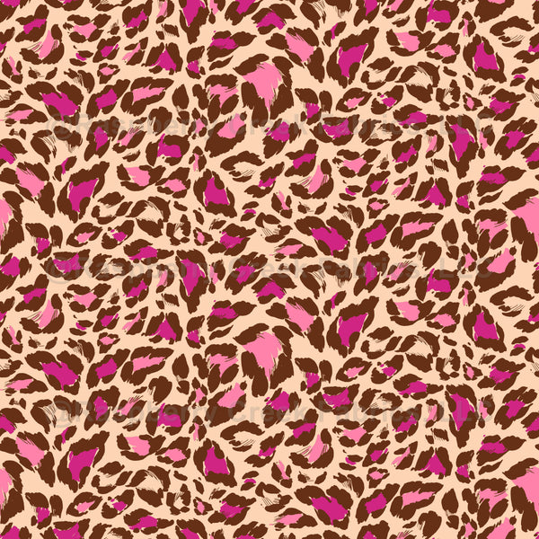 Raspberry Leopard Print hand painted allover seamless repeat ...