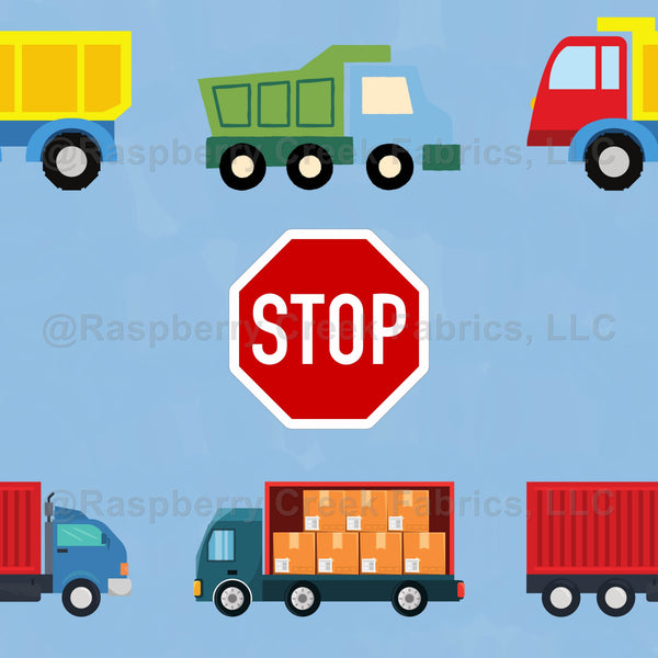 Sky Blue Trucks Wallpaper, boys nursery design, truck themed wallpaper ...