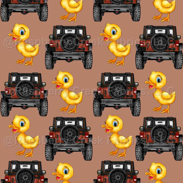 Duck Duck Jeep Horizontal Brown - Raspberry Creek Fabrics