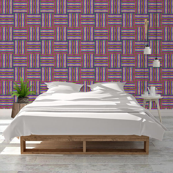 Colorful Basketweave Black Background - Raspberry Creek Fabrics