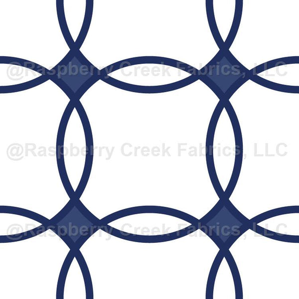Nautical Navy Blue Interlocking Circle - Raspberry Creek Fabrics
