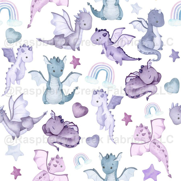 Pastel Dragons Hearts and Stars - Raspberry Creek Fabrics