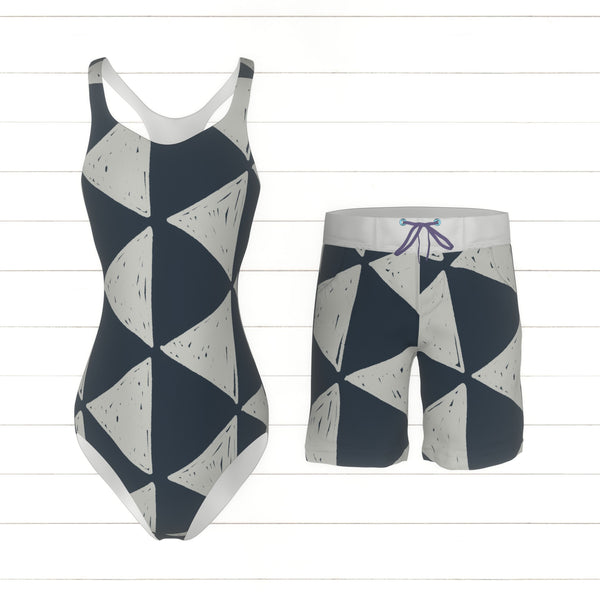Scribbled Triangles // Navy Blue // Freehand Coordinating Basics ...