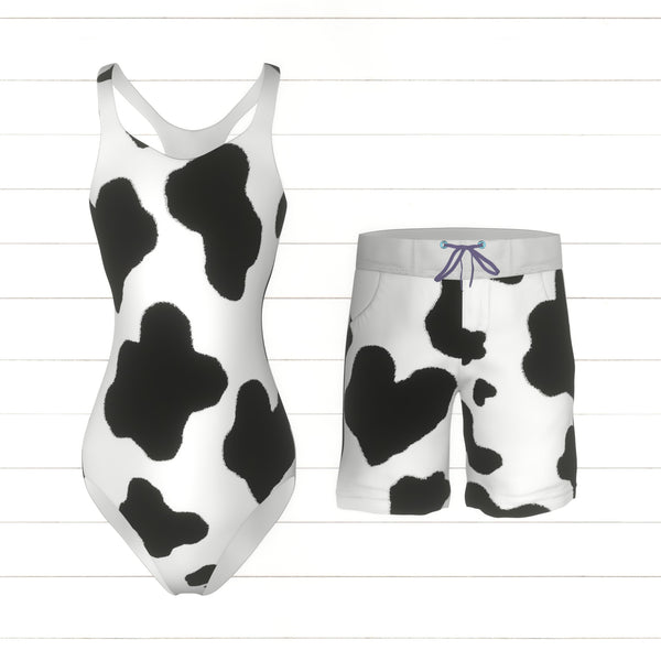 Black and White Cow Print with Heart Shaped Spots - Raspberry Creek Fabrics