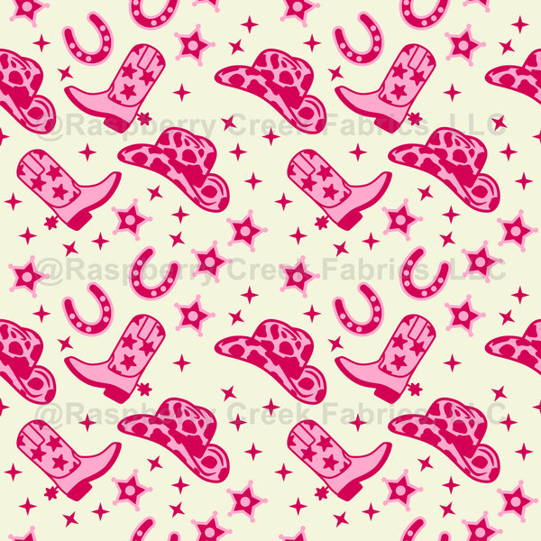 Pink Cowgirl Boots and Hats - Raspberry Creek Fabrics