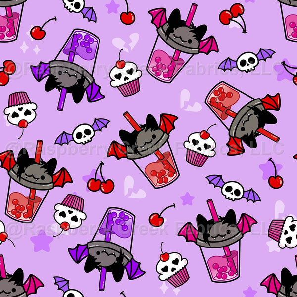 Emo Boba Bat Halloween Bubble Tea Skull Cupcake Cherry Purple ...