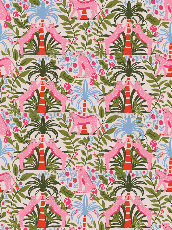 Modern Preppy Pink Leopard Green Jungle Oasis - Raspberry Creek Fabrics