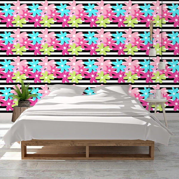 Sherbert Splash Floral Striped wallpaper - Raspberry Creek Fabrics