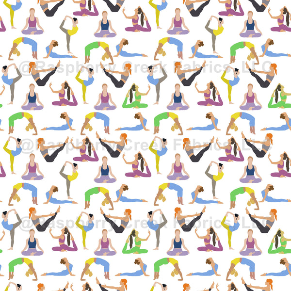Yoga Asanas Yoga Studio Pattern - Medium - Raspberry Creek Fabrics