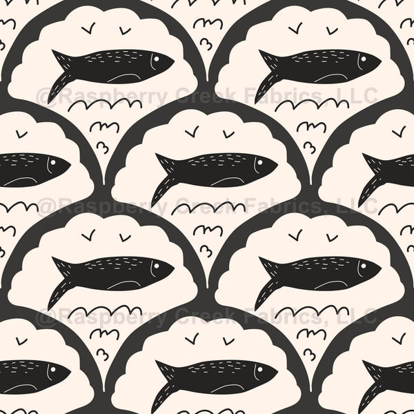 Fish sardine scallop stamp - Raspberry Creek Fabrics