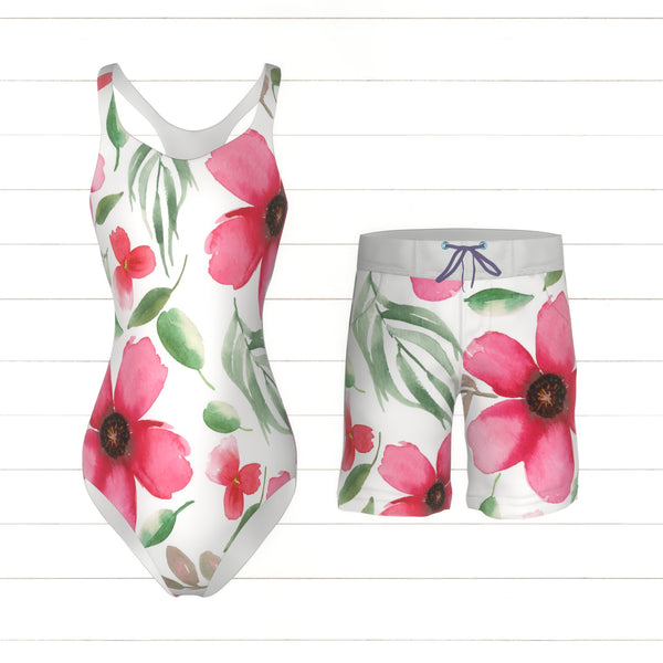 Blush red florals and pansies | Eden collection - Raspberry Creek Fabrics