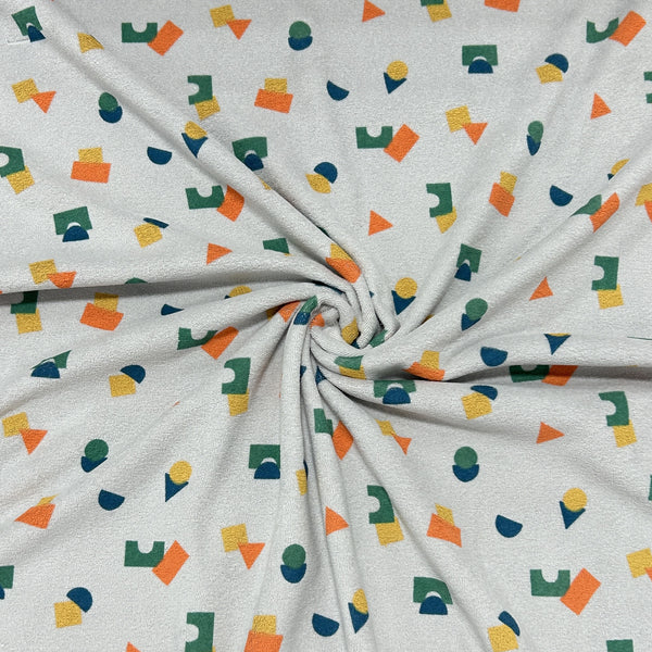 Grey Green Yellow Orange and Blue Geometric Shape Printed Stretch Loop ...