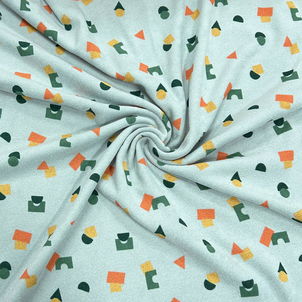 Light Dusty Blue Green Yellow Orange and Blue Geometric Shape Printed ...