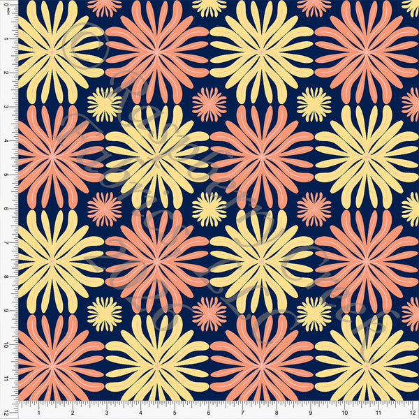 Navy Tonal Blossom Yellow Geometric Floral, Plant Therapy by Kelsey Sh ...