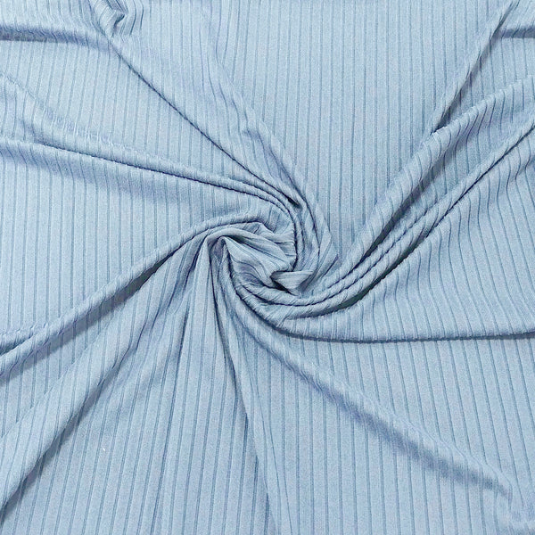 Solid Light Blue Poly Spandex 4 Way Stretch 8x3 Rib Knit exclusive at ...