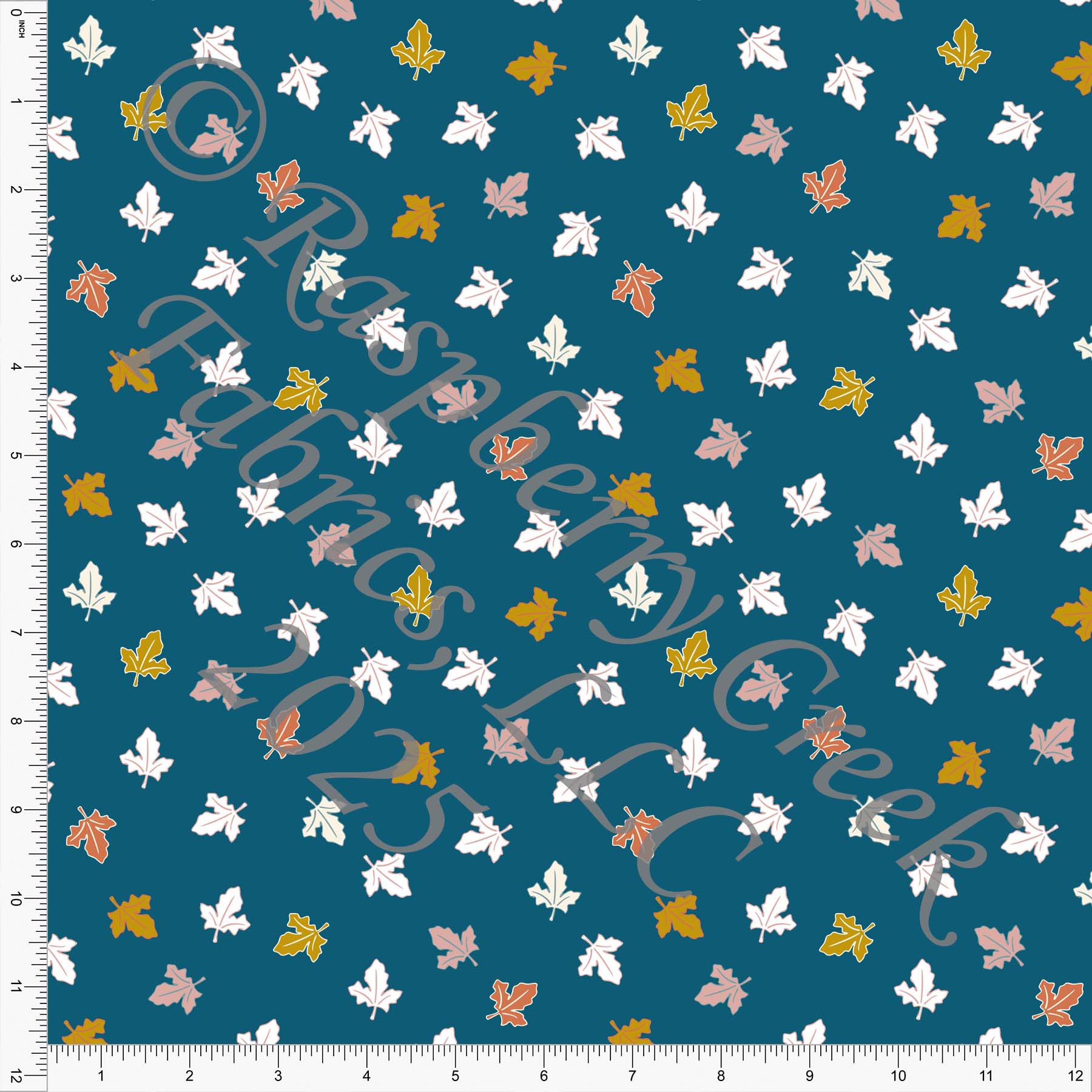 Leaves Teal Rust Mustard Dusty Pink Wanderlust Printed Fabric ...