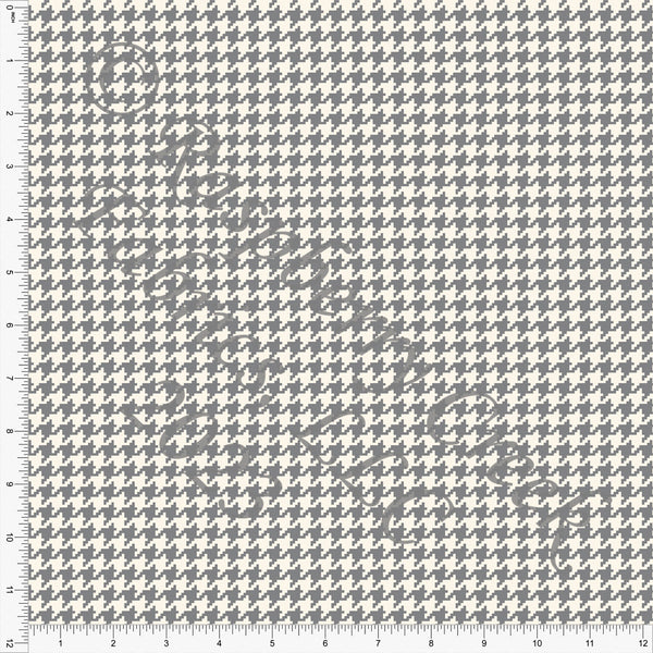 Grey and Cream Mini Houndstooth Print Ponte De Roma Knit Fabric, CLUB - Raspberry Creek Fabrics