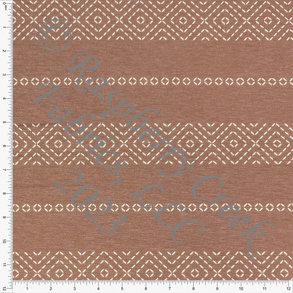 Rust and Cream Stitched Stripe Heathered FLEECE Sweatshirt Knit ...