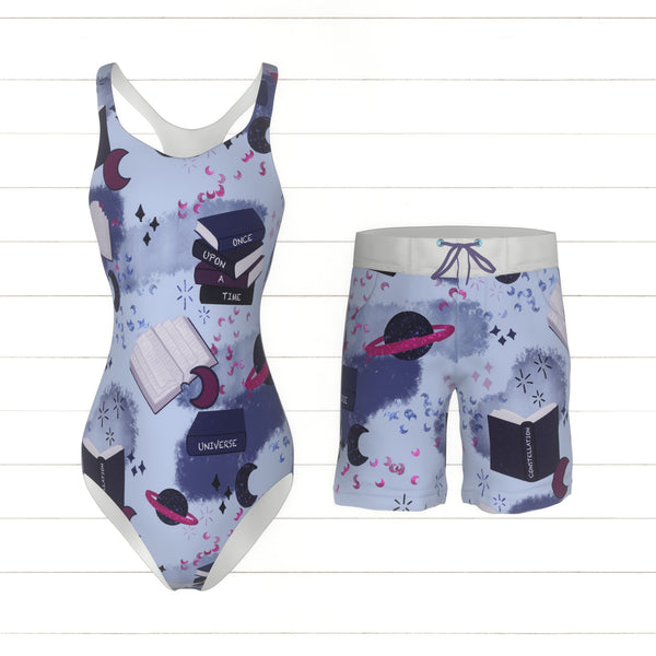 Cosmic library light blue - Raspberry Creek Fabrics