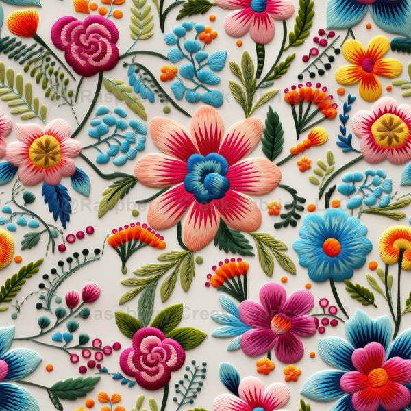 Mexican Flower Embroidery - Raspberry Creek Fabrics