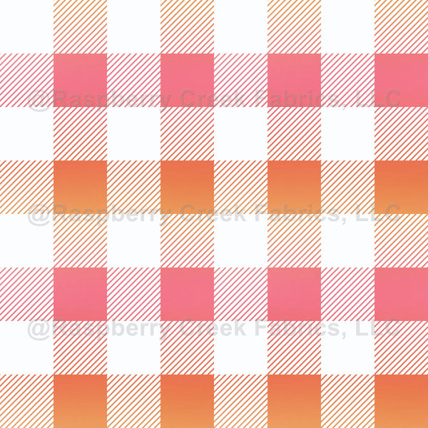 Orange and Pink varigated white Buffalo check plaid- Med. scale ...