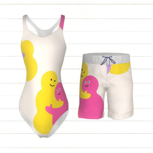 Happy Blobs Hugging - Raspberry Creek Fabrics