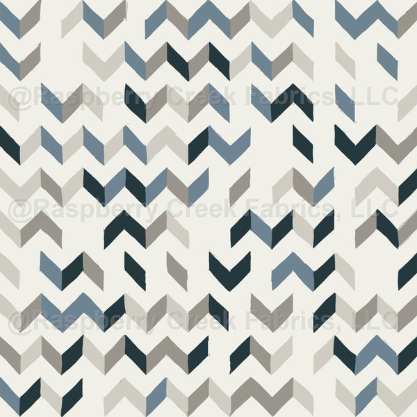 Navy Blue and Tan Chevron Fletching Pattern - Raspberry Creek Fabrics
