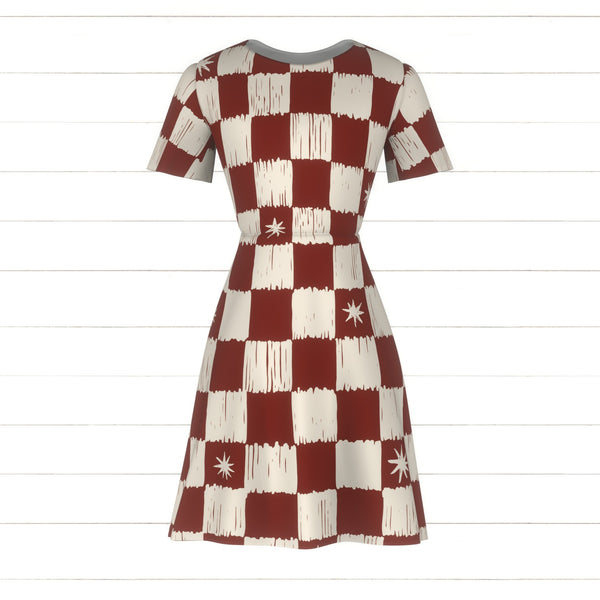 Checkers and Stars - Red and Cream - Raspberry Creek Fabrics