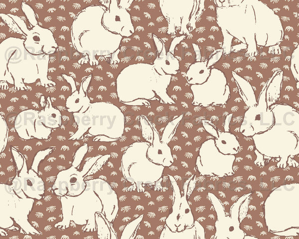 Cuddly Bunny Rabbits Bonanza - Mocha Mousse - L larger scale - Bunny B ...