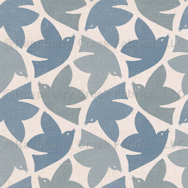 linen texture bird tessellation - Raspberry Creek Fabrics