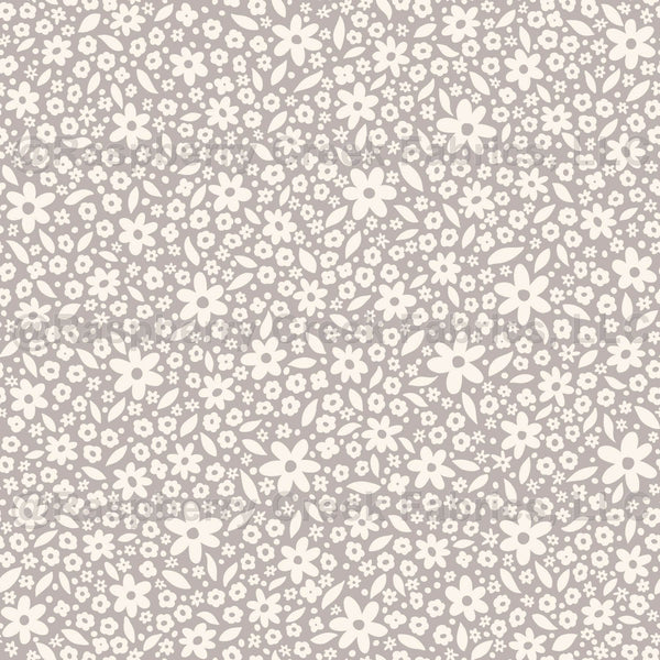 Grey Ditsy Daisy Floral - Pale Umber Tiny Boho Daisies Cottagecore Flo ...