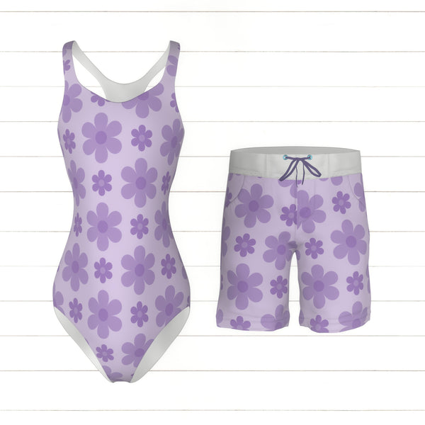 purple flowers (Snuff) - Raspberry Creek Fabrics