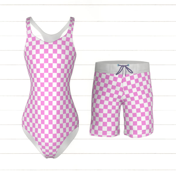 Pink checkers - Raspberry Creek Fabrics