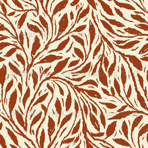 Flow of Nature - A flowing leaves botanical pattern in Rustic Red on B ...