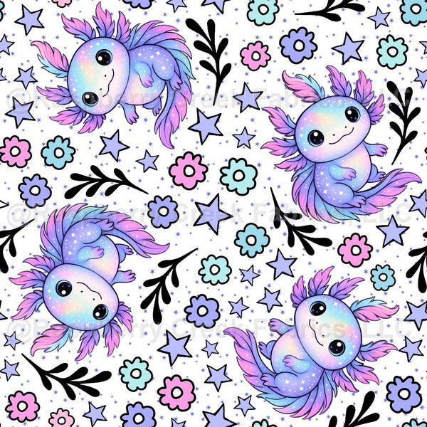 Cute Kawaii Axolotls - Raspberry Creek Fabrics