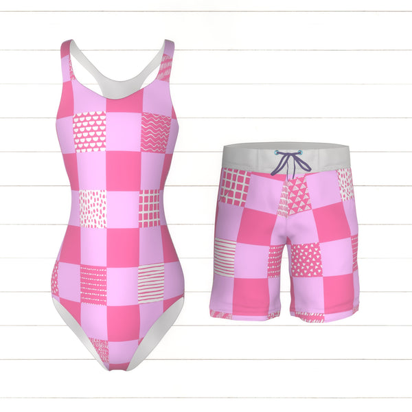 Checkers, checkered, pink, purple, pattern in pattern, girls, kids, tr ...