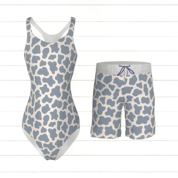 Muted Blue Cow Print {Cadet Blue} Neutral Cute Cow Spots - Raspberry ...