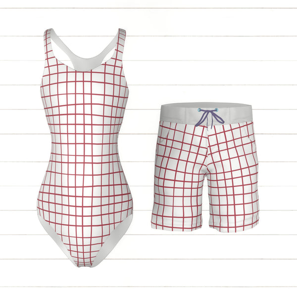 Hand drawn checks - a cute gingham in mid red (part of the blooming in ...